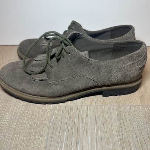 Clarks Somerset MushroomSuede Fringe Lace Up Oxford Loafer Shoes Women ...