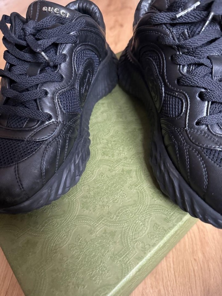 Gucci Ripple Sneakers Shoes Black Rubber Sole Size 7 US About 7.5 For ...
