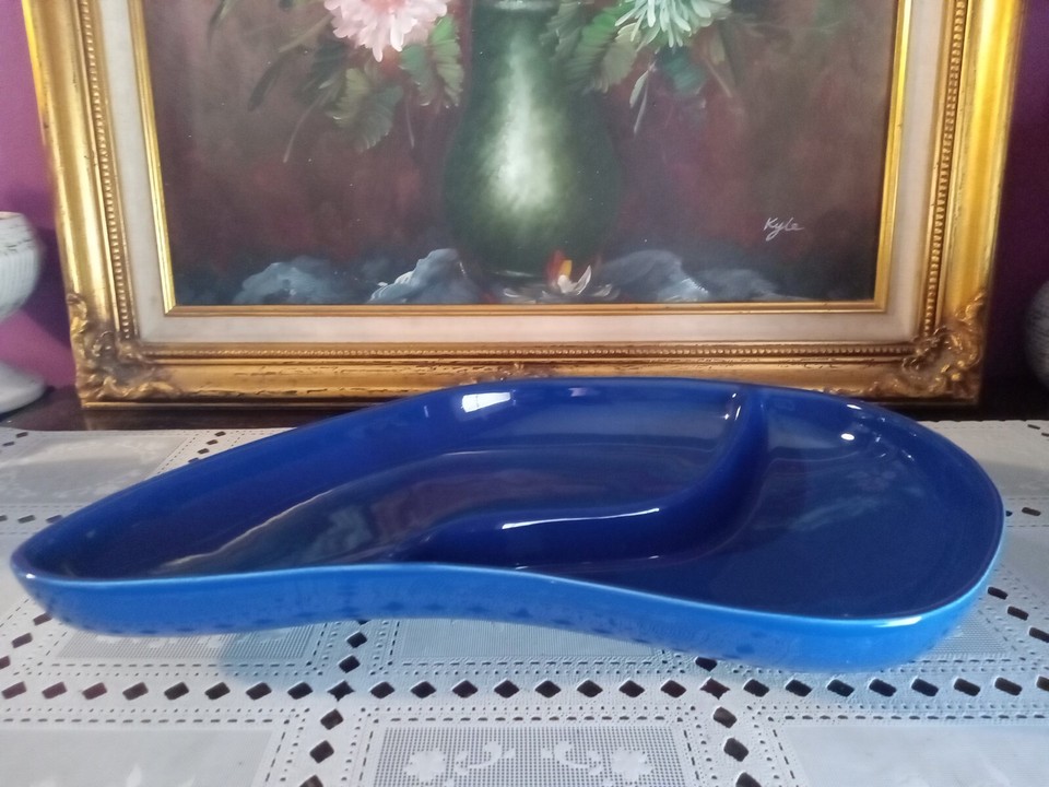 Appolia Pottery France Large Art Deco Cobalt Blue Divided Serving Dish ...