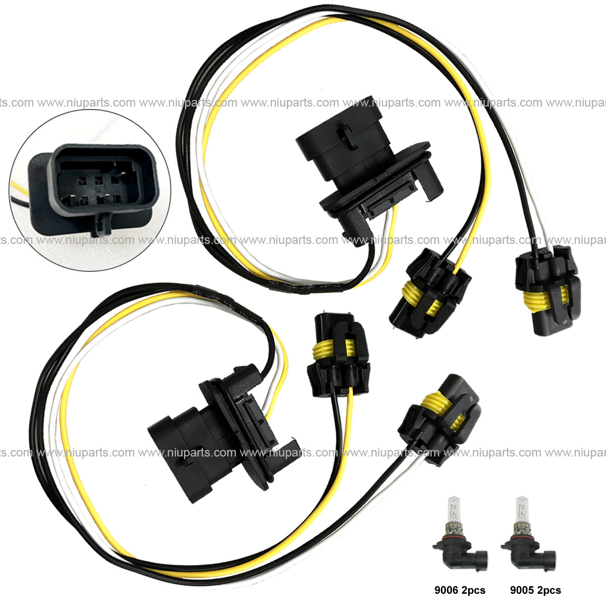 2pcs Wire Harness for High & Low Beam Headlight (Fit: Freightliner ...