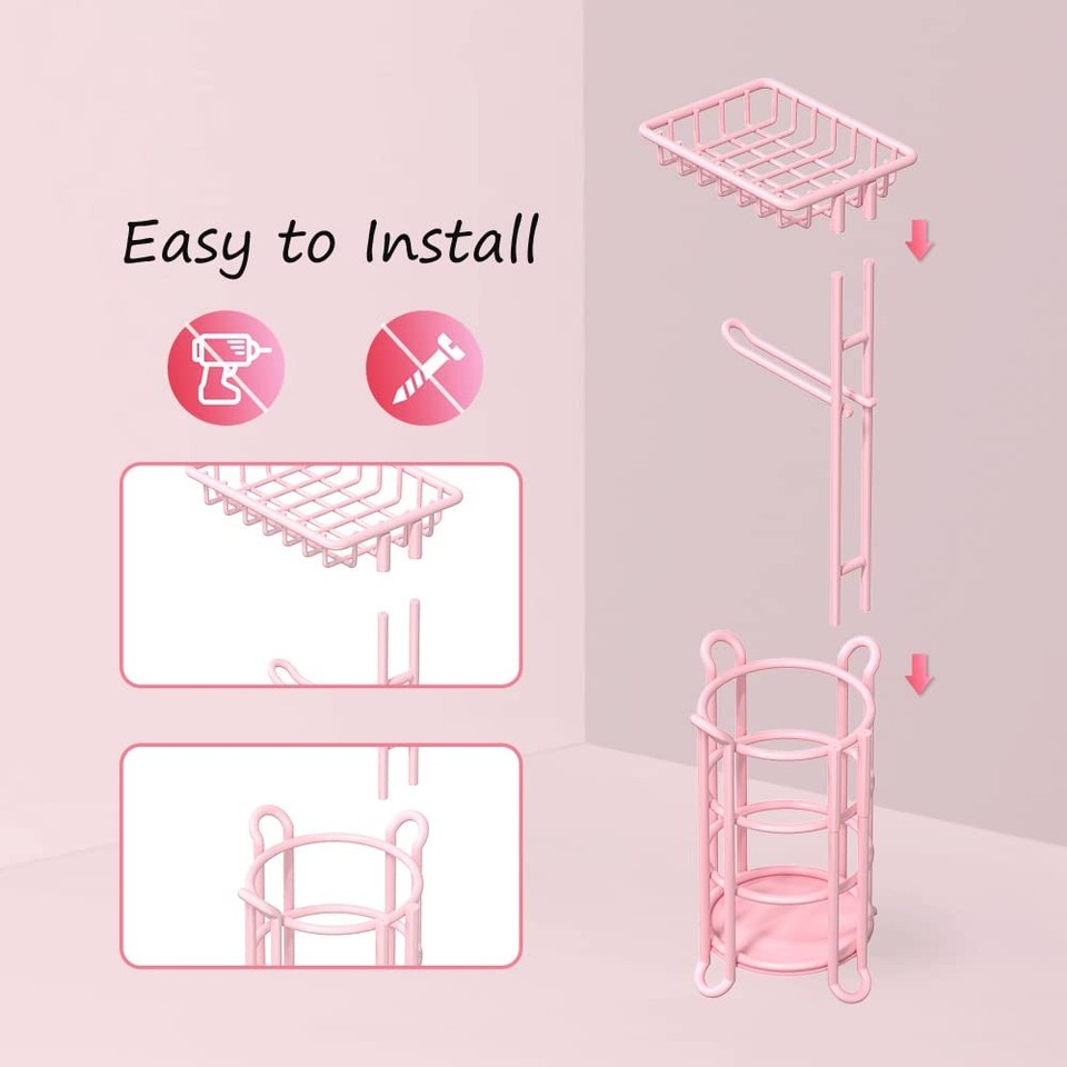 Pink Toilet Paper Holder Stand Tissue Holder for Bathroom Floor ...