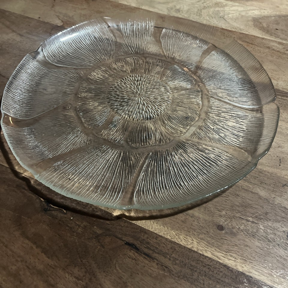 ARCOROC FLEUR CLEAR GLASS TORTE PLATE ROUND PLATTER 13" | eBay