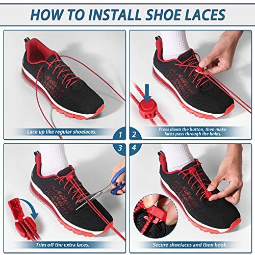HOMAR Elastic No Tie Shoelaces Stretch Tieless No Tie Shoe Strings for ...