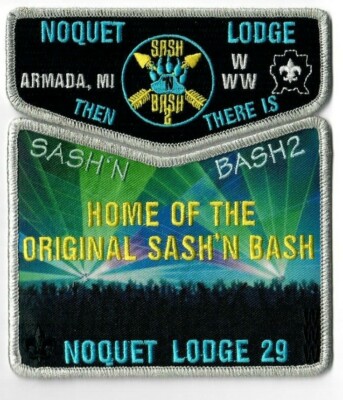Boy Scout OA 29 Noquet Lodge Sash & Bash 2 Silver Mylar Border Flap Set ...