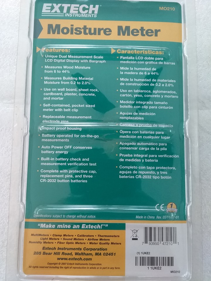 Sealed Extech MO210 Moisture Meter | eBay