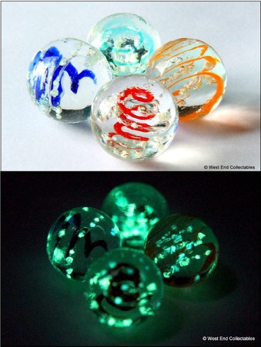 4 x 16mm Luminescent Glow In The Dark Glass Marbles - Handmade ...