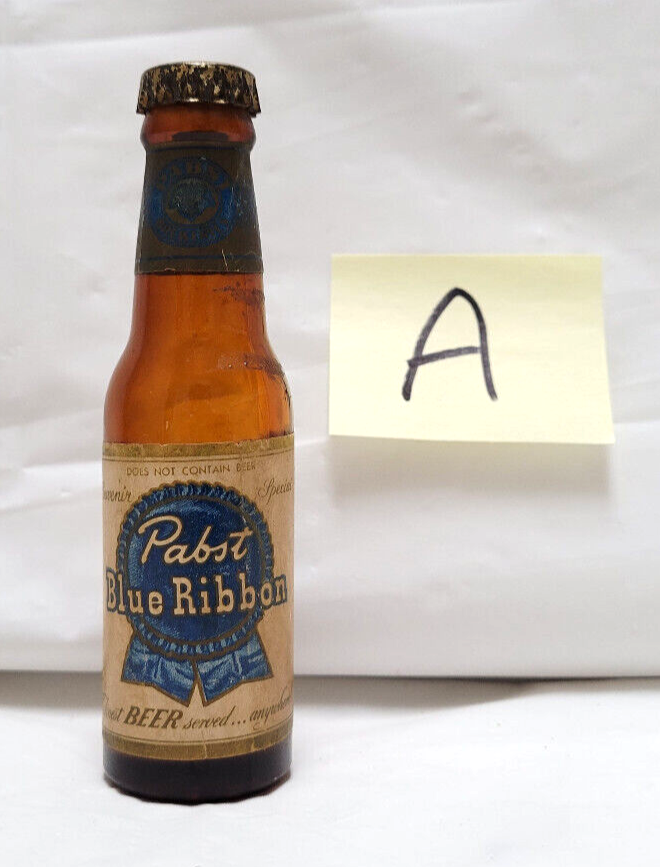 Pabst Blue Ribbon Mini Beer Bottle With Cap about 4 1/4” Tall - Lot A ...