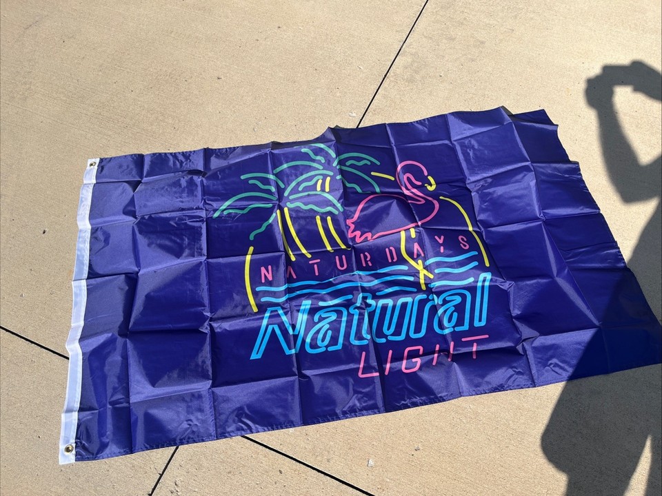 Natural Light Beer Naturdays Neon Flamingo 3'x5' Banner Flag Brass ...