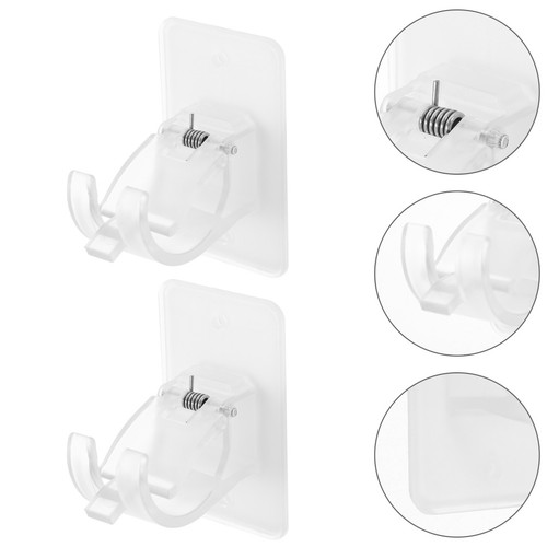2 Pcs Adhesive No Drill Curtain Rod Holder Brackets Nail Free Hooks ...