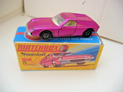 Matchbox pink Superfast No5 Lotus Europa 1970 diecast toy car ...