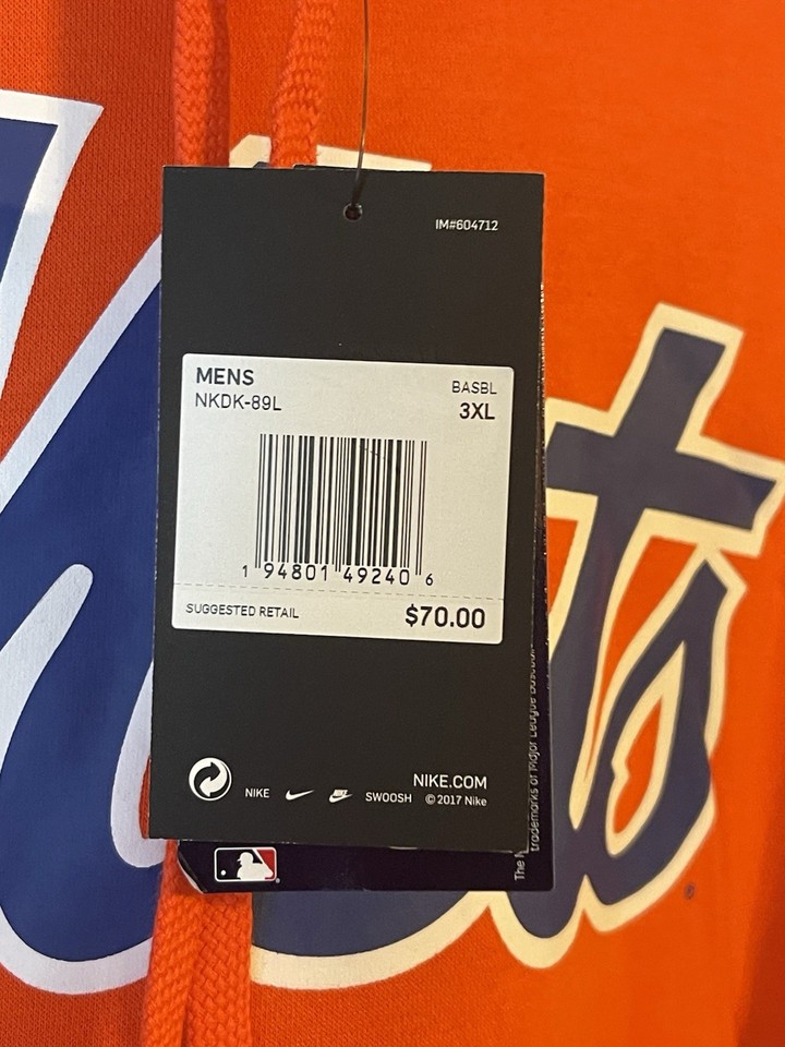 Men’s 3XL NWT New York Mets Nike Team Lettering Club Hoodie Orange | eBay