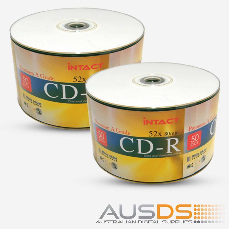 100 X Intact CD blank disc media - Printable CD-R discs matt - 52X burn ...