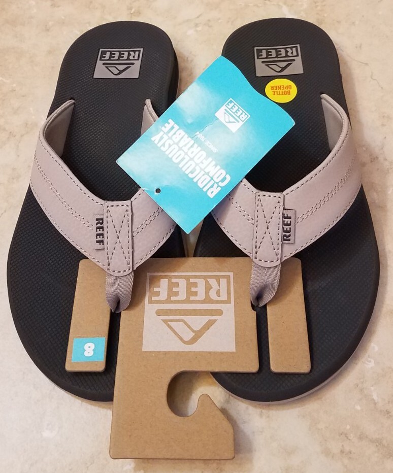 REEF Element TQT Flip Flop Sandals Bottle Opener Men sz 8 Grey Taupe ...