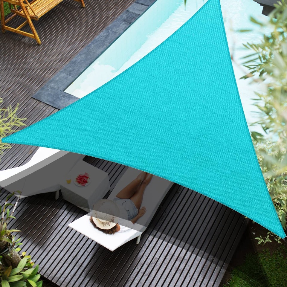 Turquoise Triangle Sun Shade Sail Fabric Garden Patio Pool Awning ...