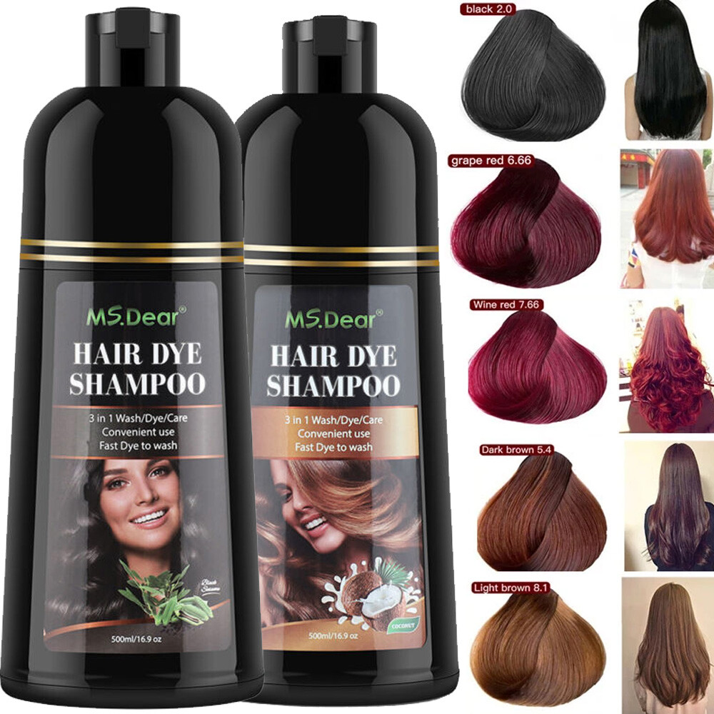 500ML Permanent Hair Dye Instant Fast Hair Dye Color Shampoos Black ...