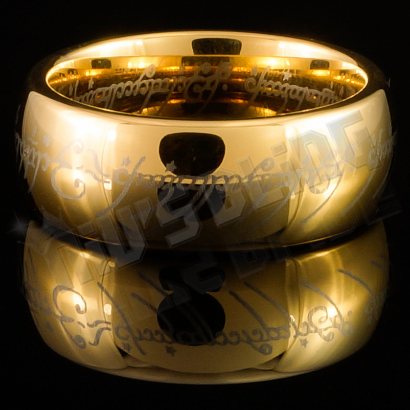 8MM Gold Silver Black Lord of The Rings HOBBIT Tungsten Carbide Band ...