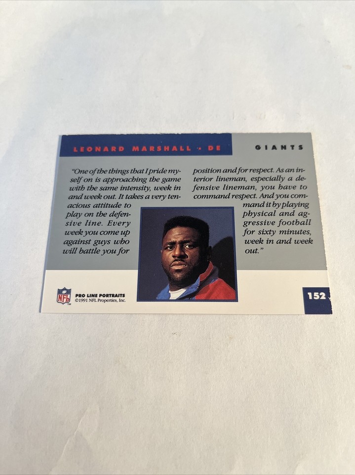 Lot (2) 1991 NFL Pro Line Portraits Leonard Marshall New York Giants | eBay