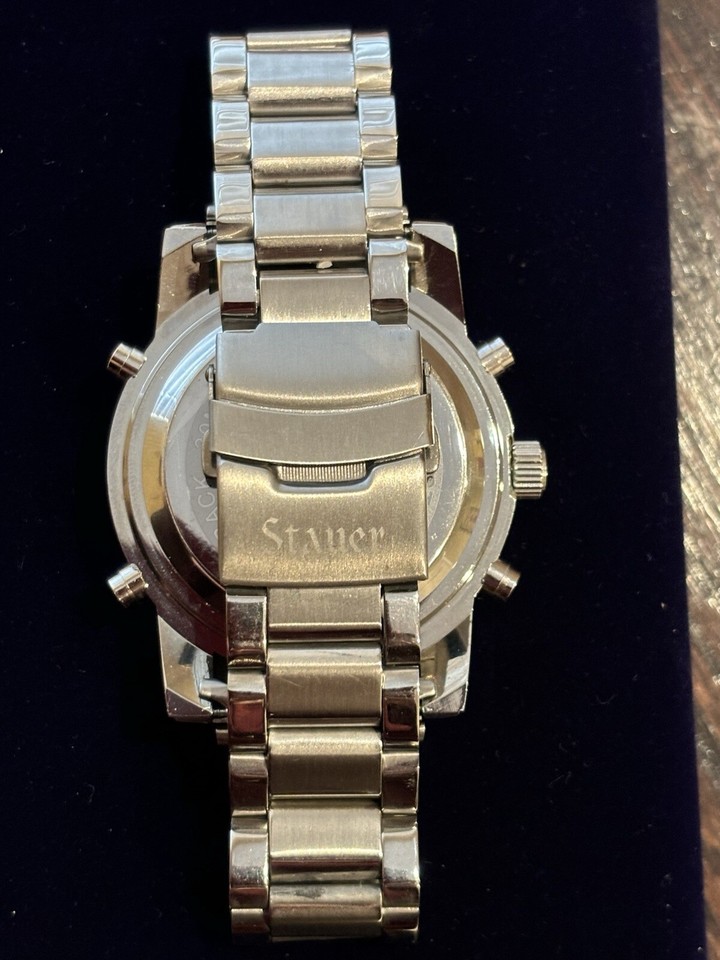 Stauer Blue Stone Chronograph Wristwatch New Without Box Model 33207 | eBay