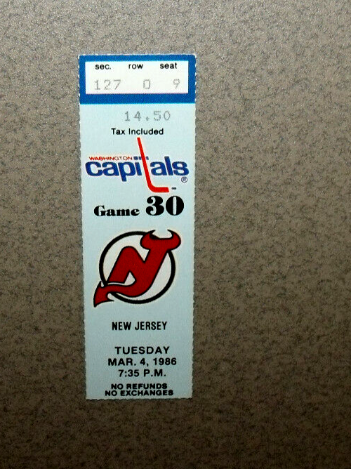 Washington Capitals 3/4/1986 Ticket Stub vs NJ Mike Gartner 1G 1A Greg ...