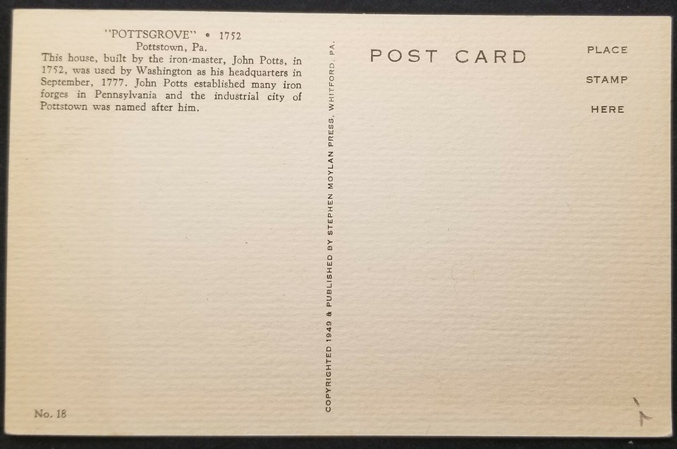 Pottsgrove House 1752 Pottstown Pennsylvania John Potts PA Vintage ...
