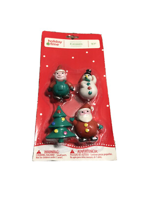 VINTAGE CHRISTMAS HOLIDAY TIME Party Favors Erasers -Santa-Tree-Elf ...
