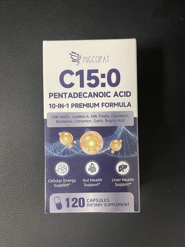 Migcopat 10 in 1 Premium Formula C15:0 Pentadecanoic Acid 120 Caps Exp ...