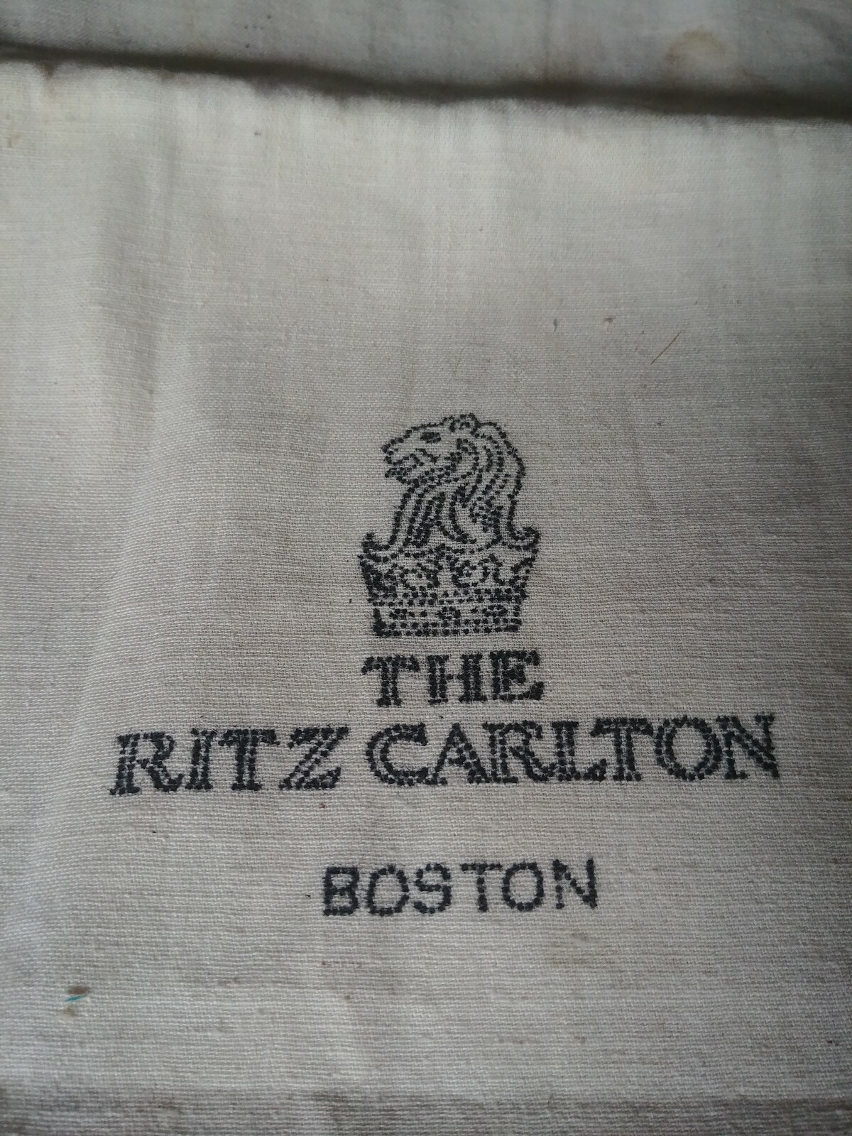 VTG Boston RITZ CARLTON Giant Drawstring Bag Purse Handbag Sack Laundry ...