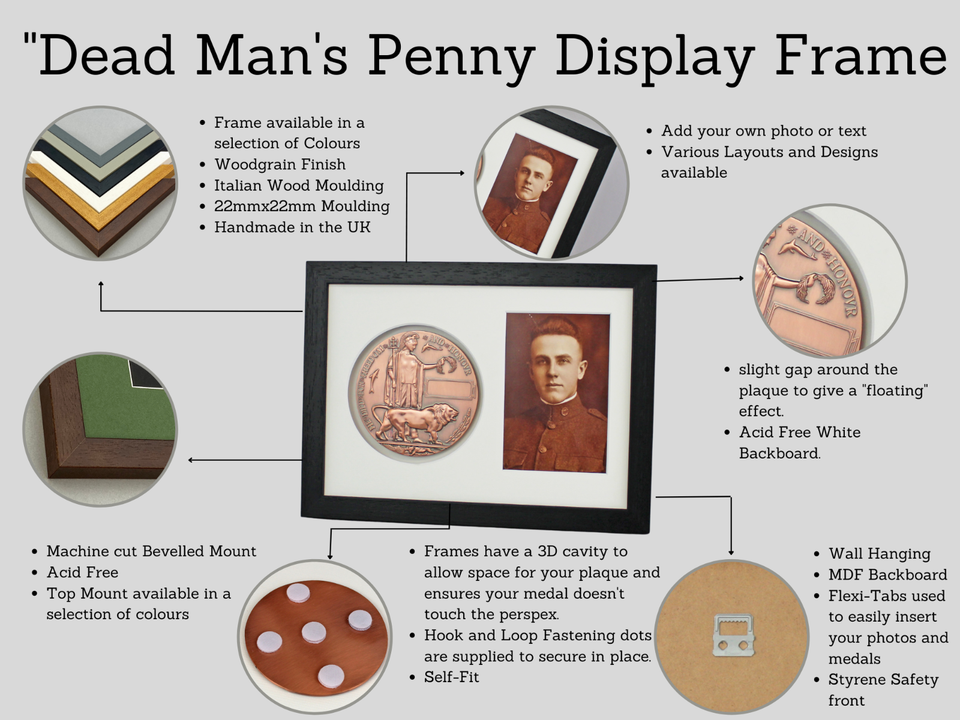 Display for WW1 Memorial Plaque/Coin "Dead Man's Penny" with 6x4" Photo ...