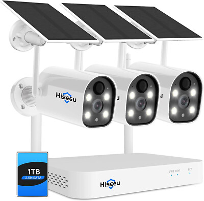 Hiseeu 4MP WIFI Outdoor Wireless Camera Security System Solar& Battery ...