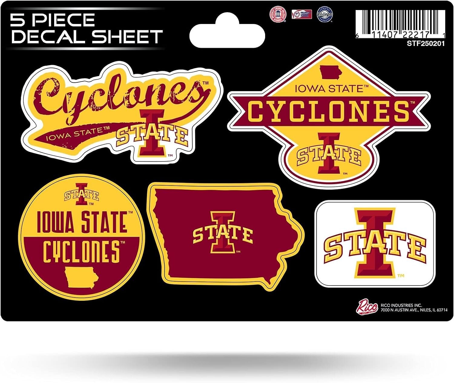 Iowa State Cyclones 5 Piece Decal Sticker Sheet Laptop Phone Drinkware ...