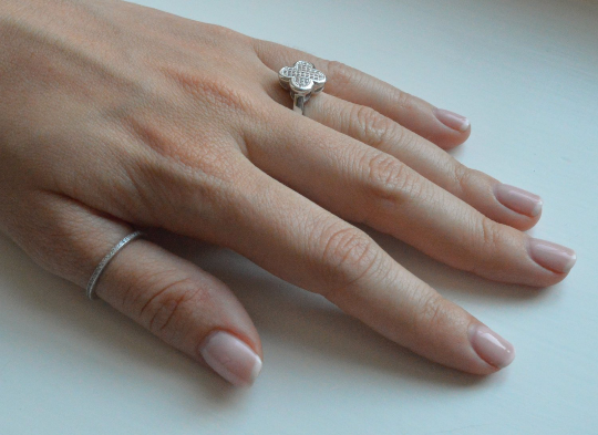 Iconic Clover Ring, Micro Pave Clover Ring, Silver Cocktail Ring ...