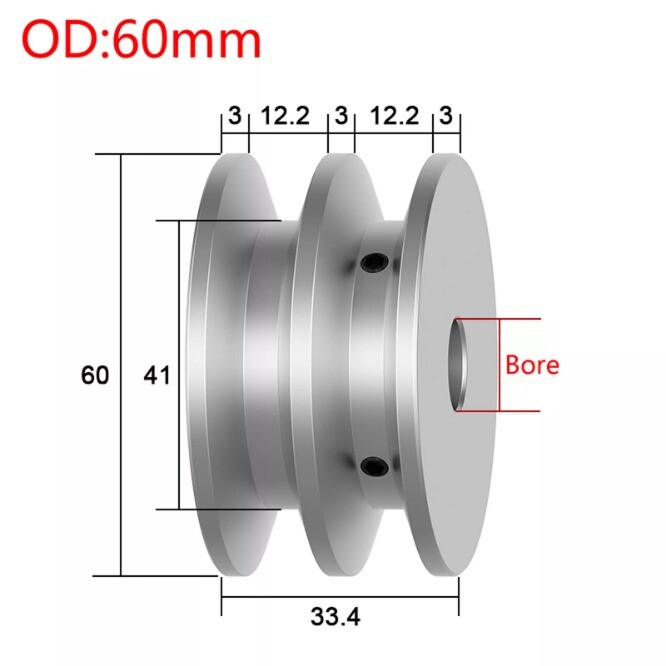 1*Double V-Groove Aluminum Drive Pulley For A-Section V-Belt Pulleys OD ...