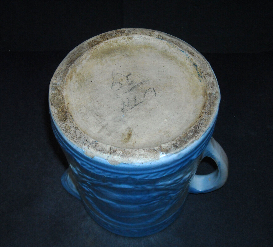 Beautiful Blue & White Stoneware LEAPING DEER Pitcher Burley Winter ...