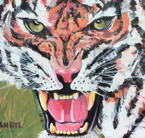 Tiger Original Fine Art PAINTING Artist DAN BYL Contemporary Animal ...