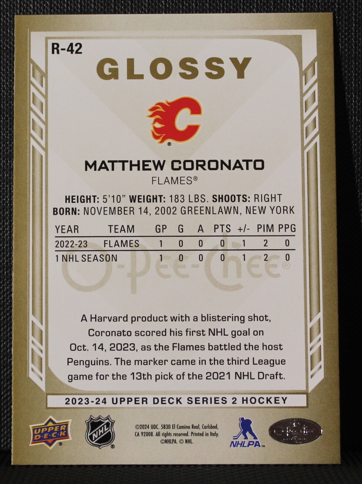 2023-24 Upper Deck Series 2 O-Pee-Chee Glossy Gold R-42 Matthew ...