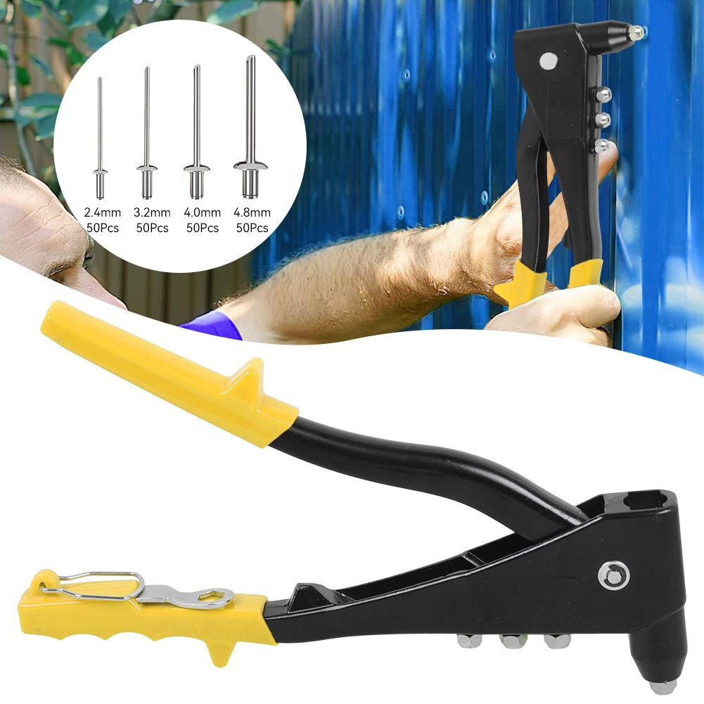 Heavy Duty Hand Pop Rivet Gun Tool Kit + 200PCS Assorted Rivets + 4 ...