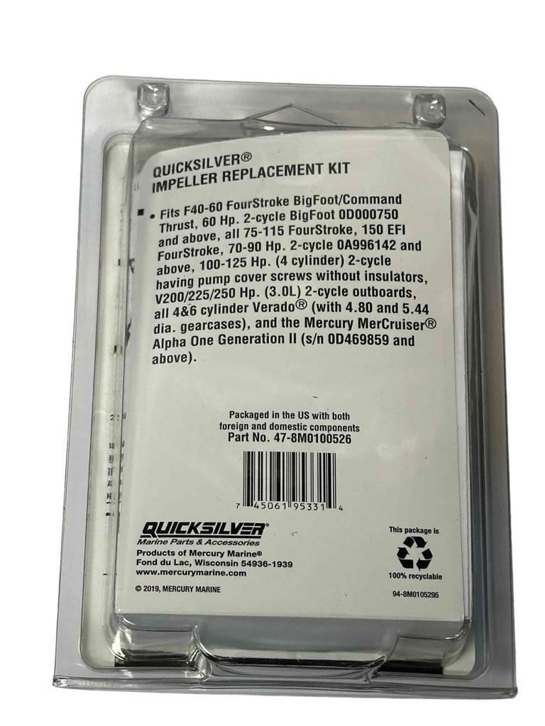 Mercury Quicksilver 47-8m0100526 8m0100527 Water Pump Impeller Repair ...