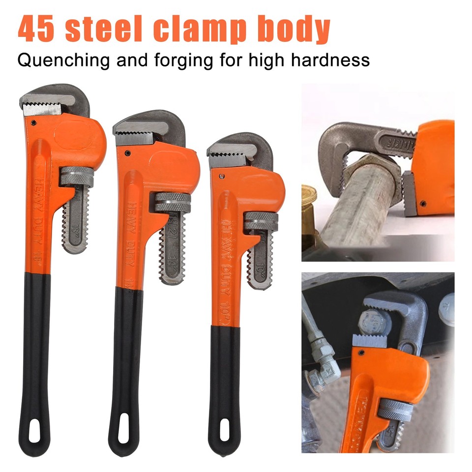 3X HEAVY DUTY STILSON MONKEY PIPE WRENCH SET Adjustable Plumbers 10" 14" 18" UK. | eBay UK