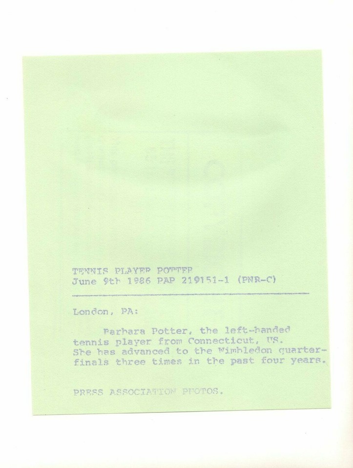 Original Press Photo Tennis Barbara Potter 9.6.1986 | eBay