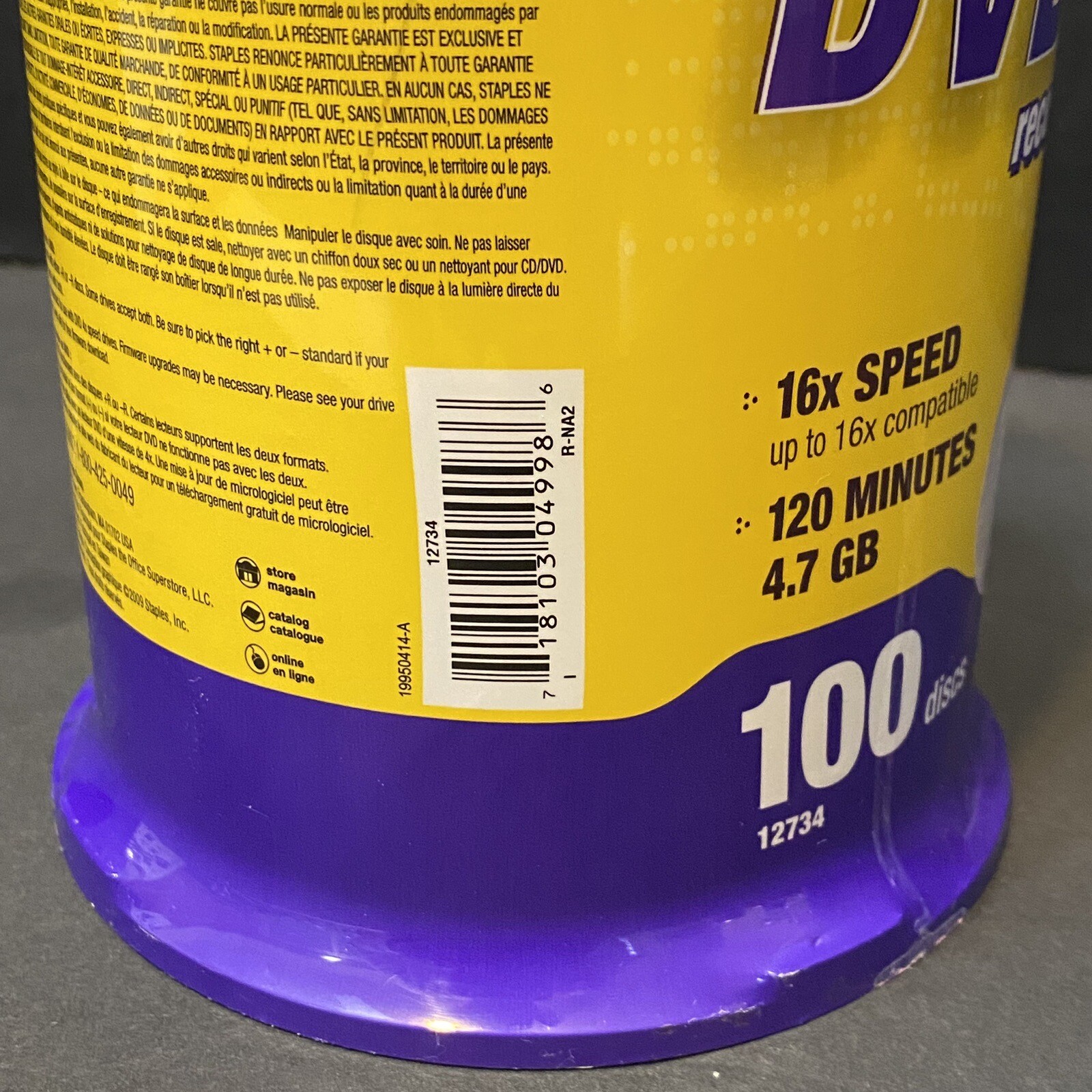 Staples DVD R Recordable Discs 100 Discs 16x 120 Minutes 4.7gb for sale ...