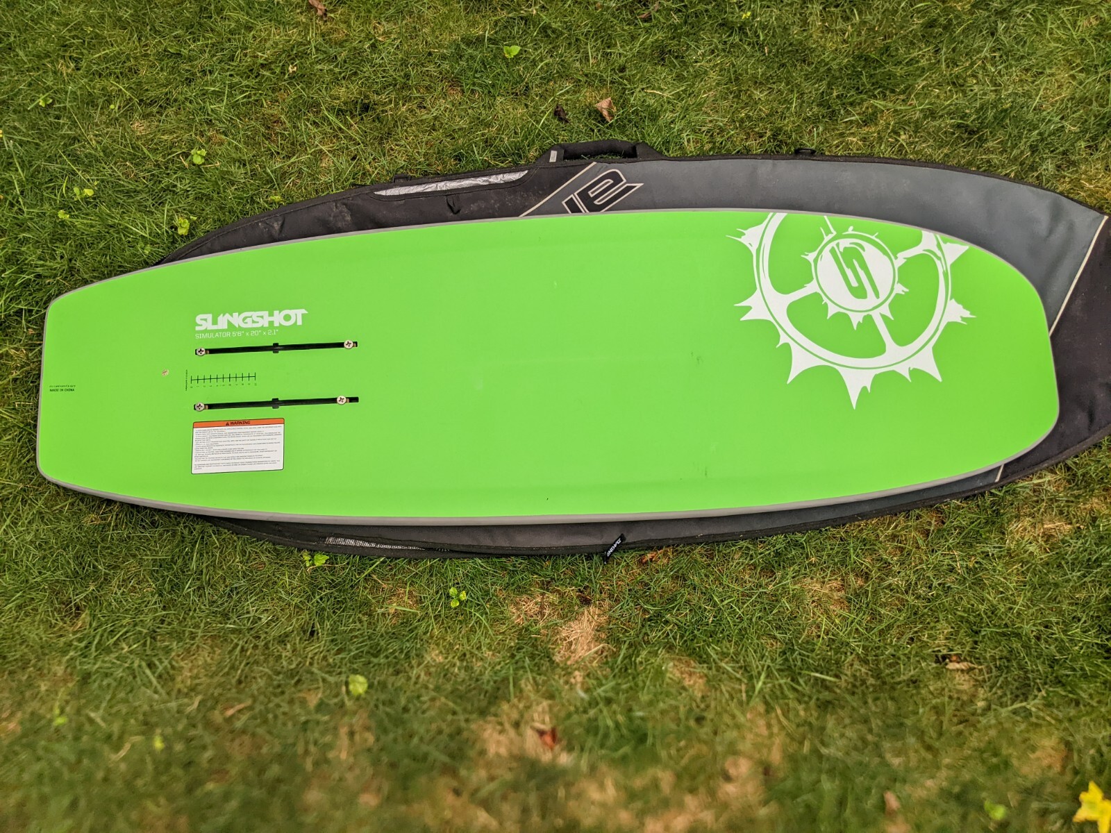 Slingshot Simulator Soft Top Foil board with J hook straps and Padded Bag.