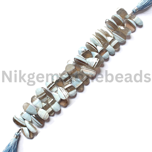 Natural Blue Peruvian Opal Beads, Briolette Faceted Pear Ct Gems, 18.00 ...