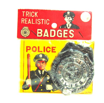 Vintage 1950s Trick Realistic Police Badge Toy w/ Original Package Mid ...