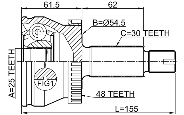Outer Cv Joint 25X54X30 Fits Kia 49580-C2210, 49580-C2260, 49580-D4050 ...