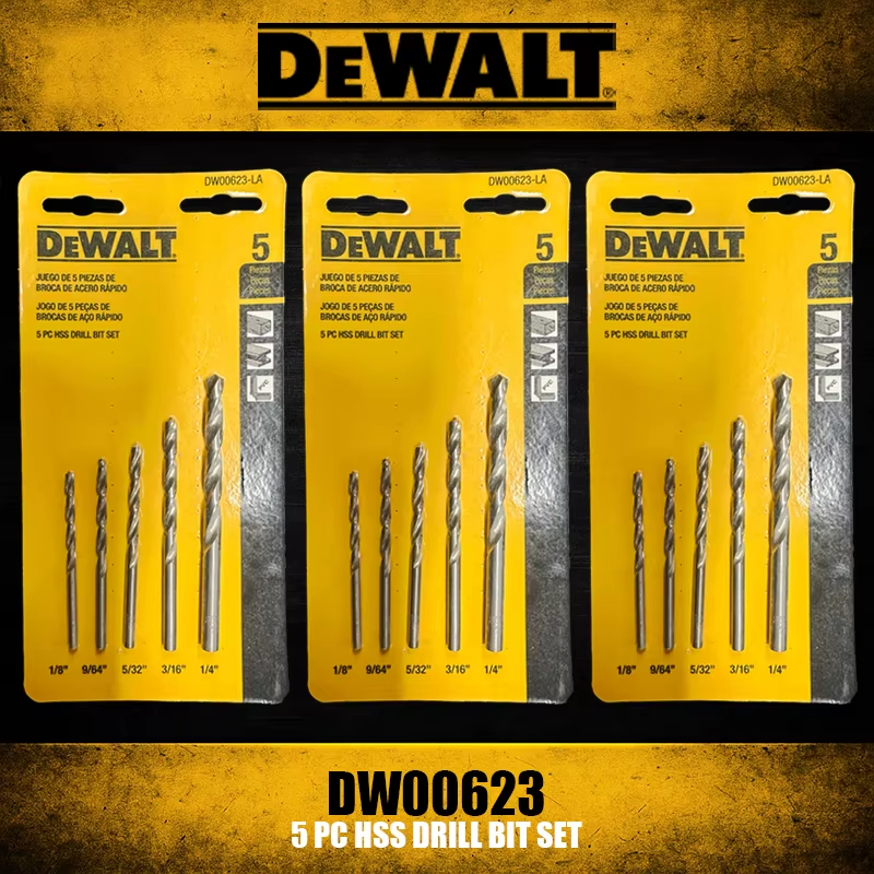 DW00623 5 PC HSS DRILL BIT SET Power Tool Accessories for Metalworking ...