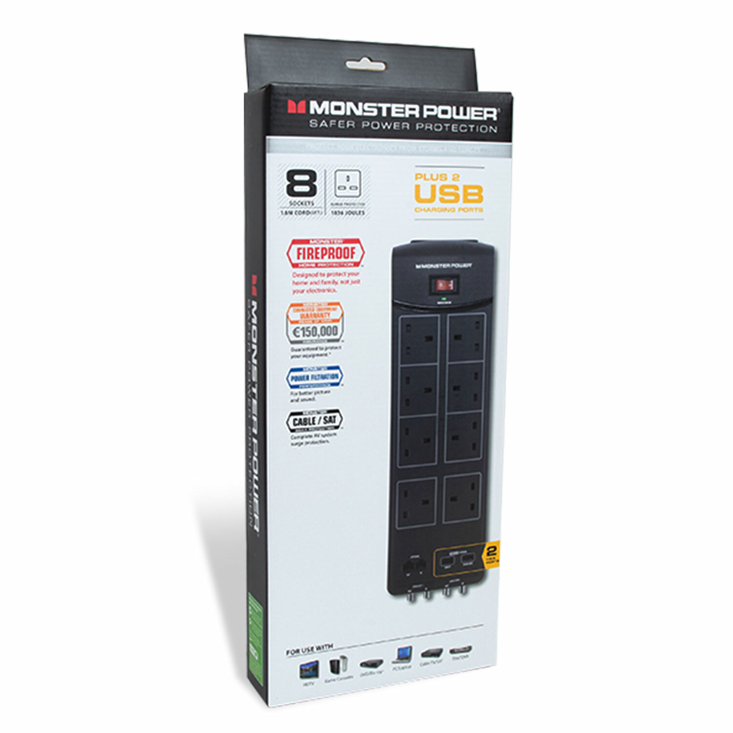 Monster Power Surge Protected Extension Adapter With USB Charging Ports ...