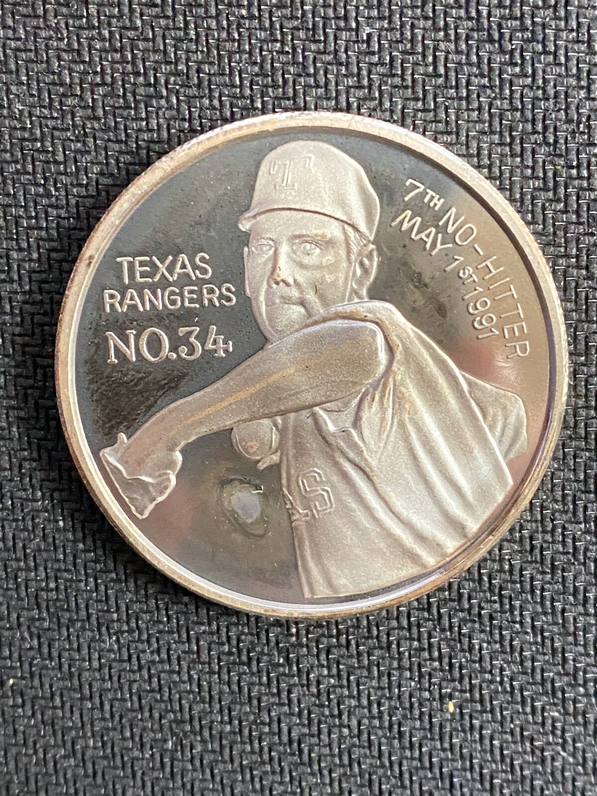 NOLAN RYAN 7TH NO HITTER COMMEMORATIVE SILVER COIN 1 TROY OZ TEXAS ...