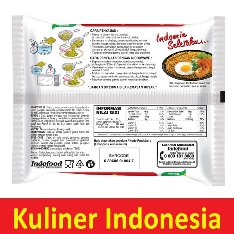 Indomie Mi Goreng Original Flavor Instant Noodle 4 pcs x 85 gr | eBay