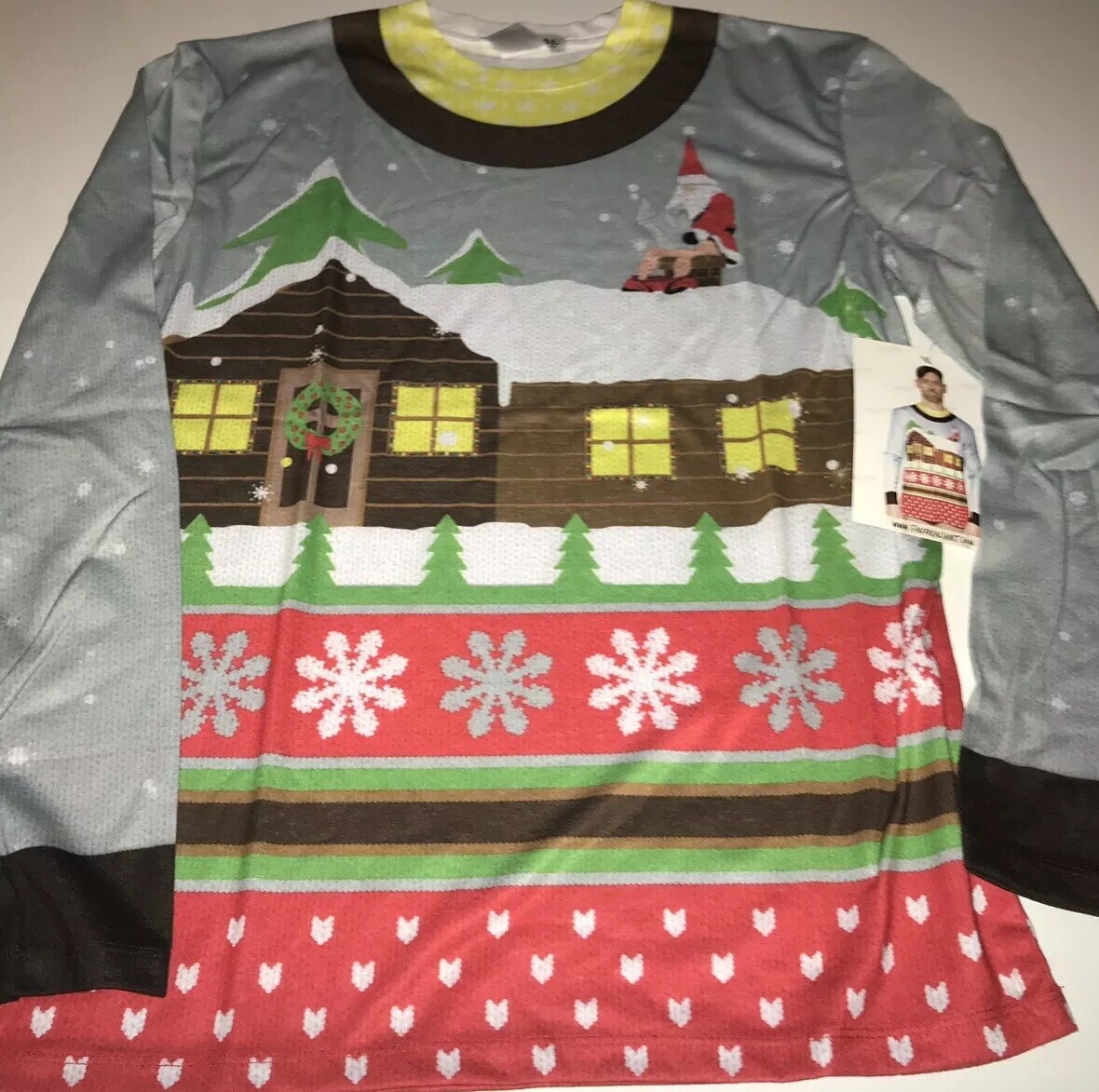 Faux Real Men's Santa On Break Pooping In Chimney Ugly Christmas T ...