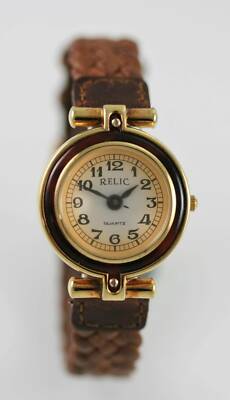 Relic Mujer Piel Marrón Acero Inoxidable 24hr Resistente Al Agua Reloj ...
